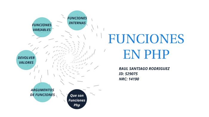 FUNCIONES EN PHP by SANTIAGO RODRIGUEZ on Prezi