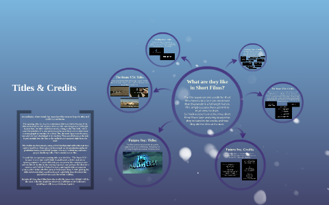 Titles and Credits: What are they like in Short Films? by Ray Williams ...