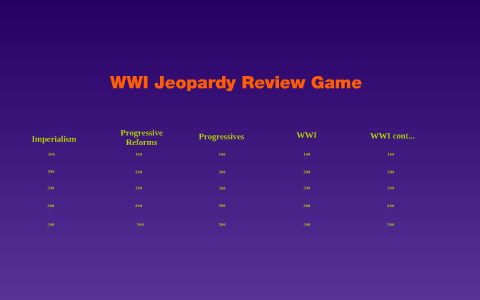 WWI Jeopardy Review game by Krystle Molyneux on Prezi