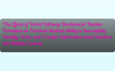 Verbal Pathway Directions for Number Formation Action Research Report ...