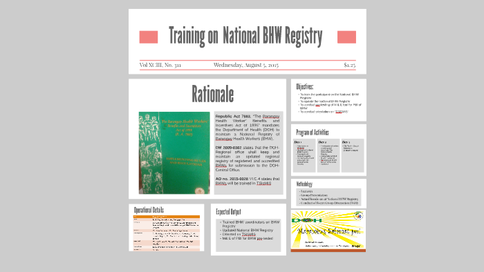 Training on National BHW Registry by Thea Santiago