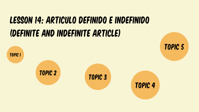 Lesson 14: Articulo definido e indefinido (Definite and indefinite ...