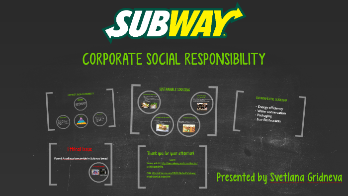 SUBWAY- CORPORATE SOCIAL RESPONSIBILITY by Nikita Kushnir on Prezi
