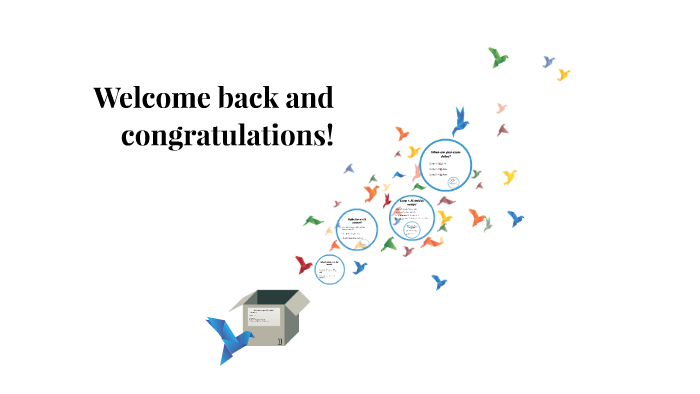 Welcome back and congratulations! by on Prezi