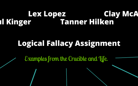 Arthur Miller's The Crucible Logical Fallacies. by Lex Lopez on Prezi