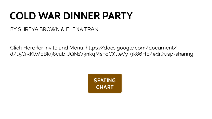 COLD WAR DINNER PARTY by Shreya Brown on Prezi
