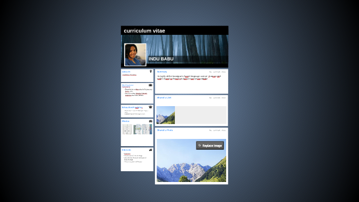 curriculum vitae by Indu Babu on Prezi
