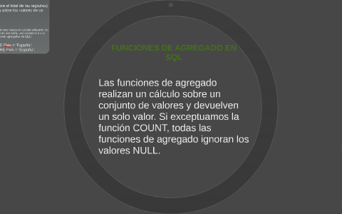 FUNCIONES DE AGREGADO EN SQL by Mateo A on Prezi