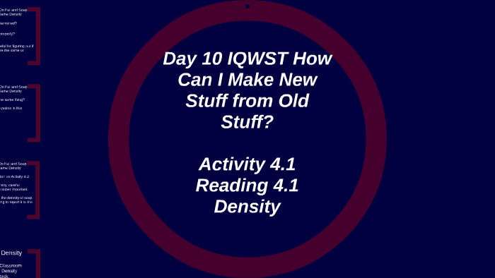 Day 10 IQWST How Can I Make New Stuff from Old Stuff? Activity 4.1 ...