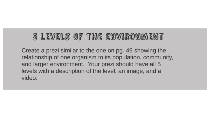5 levels of the Environment by Olivia Bowman on Prezi