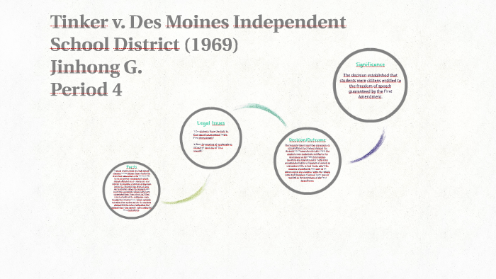 Tinker v. Des Moines Independent School District (1969) by Jinhong G ...