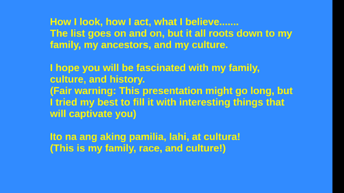 Ang Aking Lahi at Cultura! (My Ethnicity and Culture!) by Jeromel Lara ...