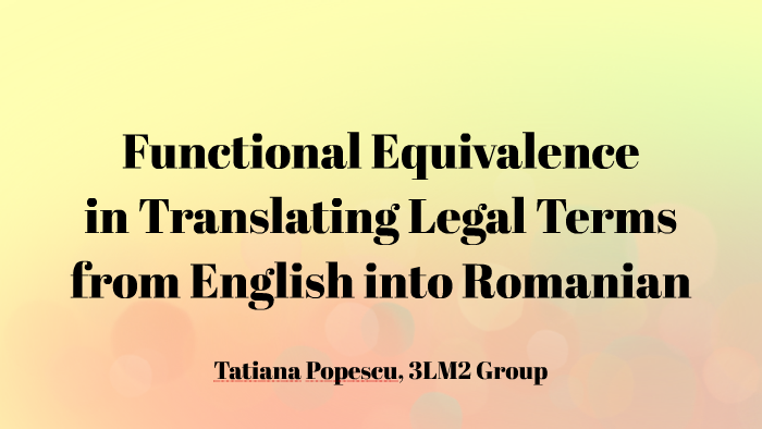 Functional Equivalence in Translating Legal Terms from Engli by ...