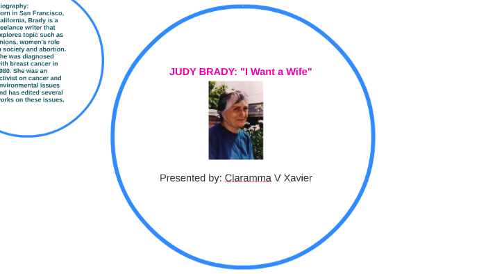 JUDY BRADY: I Want a Wife by CLARAMMA VADAKEL XAVIER on Prezi