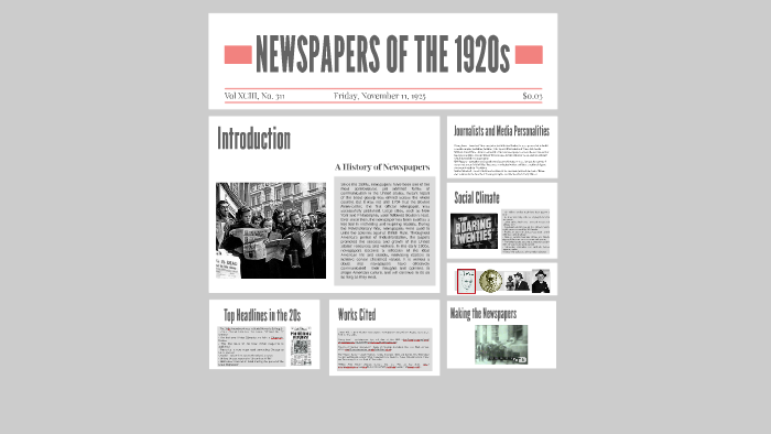 NEWSPAPERS OF THE 1920s by Chloe H on Prezi