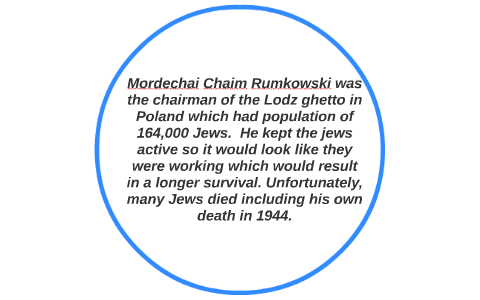 Mordechai Chaim Rumkowski was the chairman of the Lodz ghett by ...