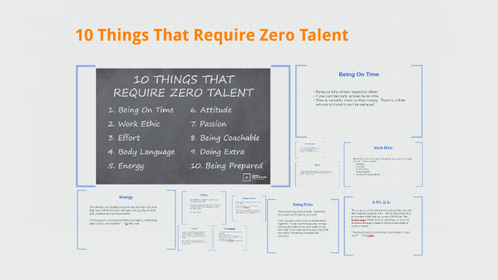 A+ & 10 Things That Require Zero Talent by Mark Peters on Prezi