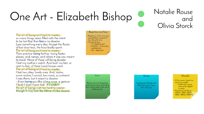 One art - Elizabeth Bishop by Olivia Storck on Prezi