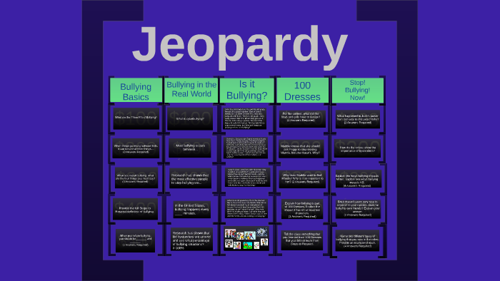 3rd Grade Bullying Jeopardy by Jennifer Riggle on Prezi