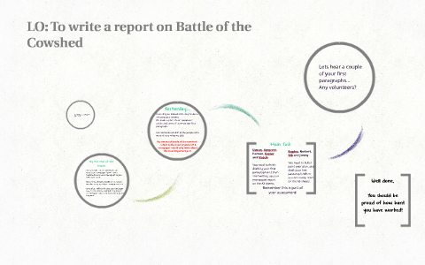 LO: To write a report on Battle of the Cowshed by Hannah Barron on Prezi