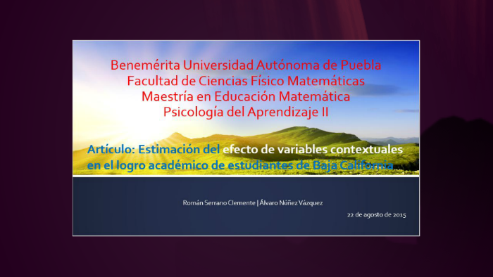 Estimación del efecto de variables contextuales en el logro by Roman ...