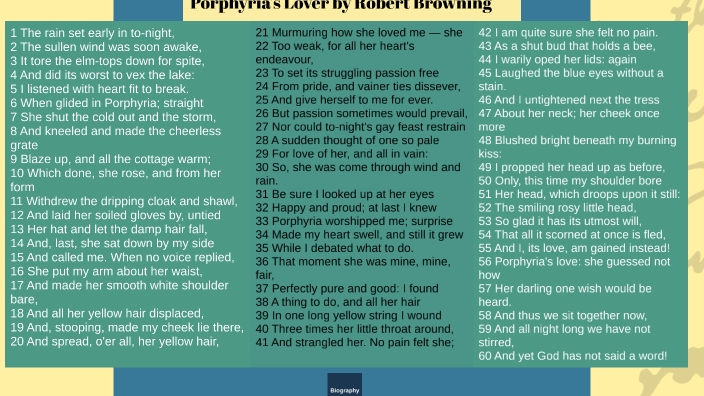 Porphyria's Lover Poem Analysis by Maria Yuliana Simanjuntak on Prezi