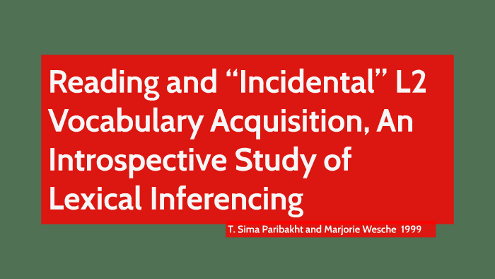 Reading and “Incidental” L2 Vocabulary Acquisition, An Intro by Annmarie Handley on Prezi