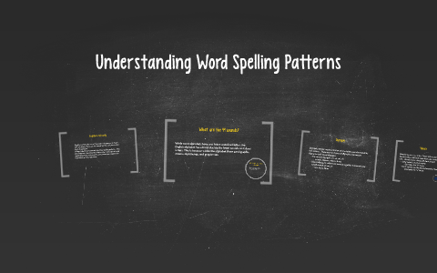 Understanding Word Spelling Patterns by Sarah Chapman