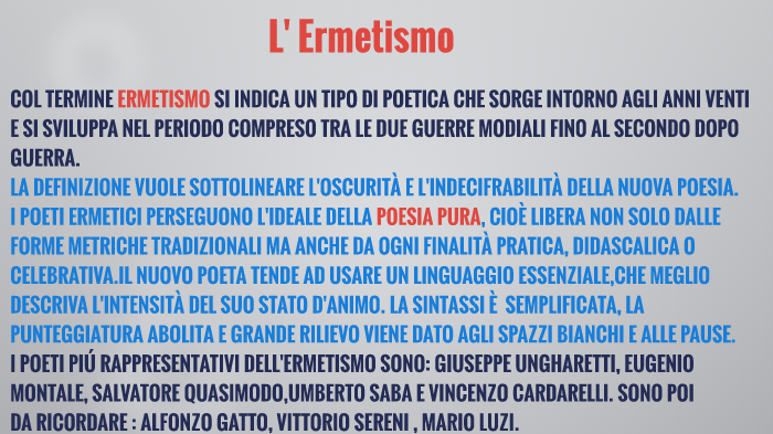 L'ERMETISMO by sofia giglio on Prezi