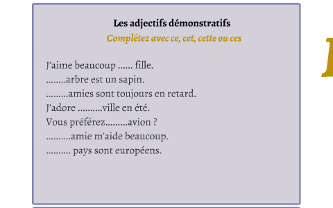 Les Adjectifs possessifs et démonstratifs by Camille Jean Gonzalo on Prezi