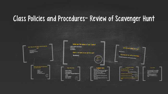 Class Policies and Procedures- Review of Scavenger Hunt by Erin Scafone ...