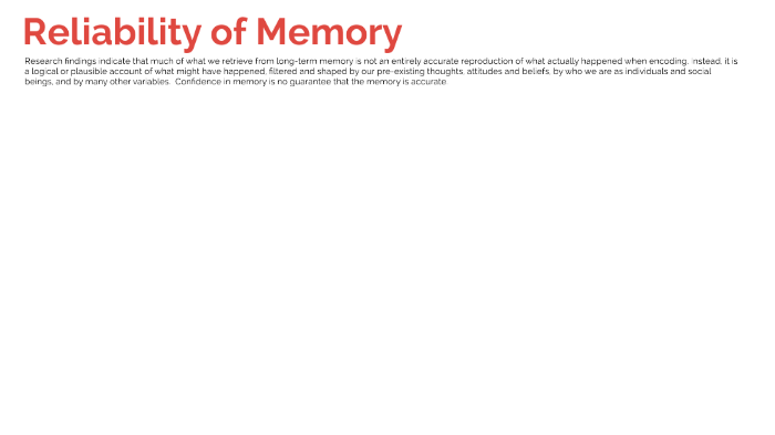 3.2.9 Reliability of Memory by Dean Berger on Prezi