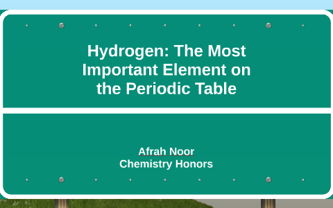 Hydrogen: The Most Important Element on the Periodic Table by Afrah ...