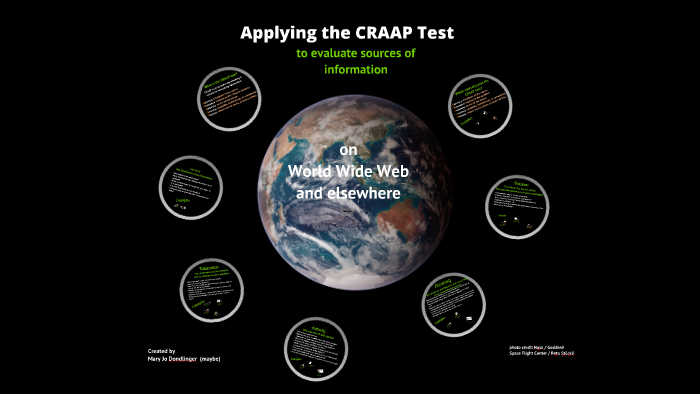 Applying the CRAAP Test by Michael Dixon on Prezi