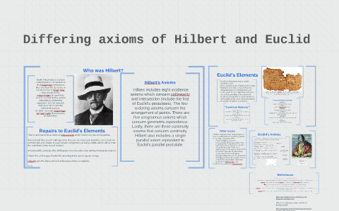 Differing axioms of Hilbert and Euclid by Michelle Gibson on Prezi