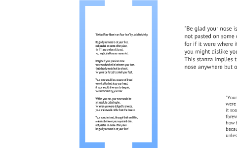 "Be Glad Your Nose in on Your face" by Jack Prelutsky by jace Cudlin on ...