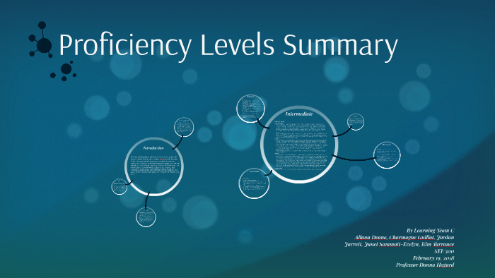 Proficiency Levels Summary by Charmagne Guillot