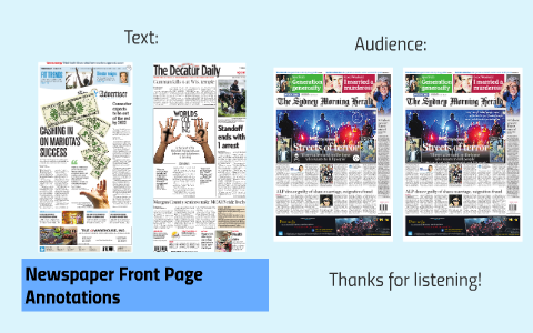 Newspaper Front Page Annotations by Aditi Patel on Prezi