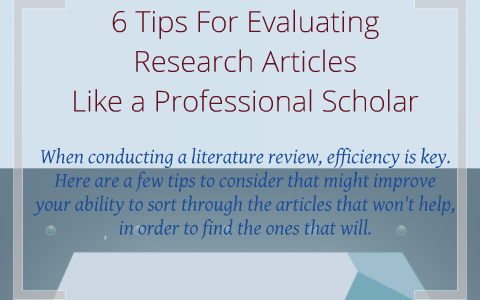 Tips: How to Evaluate an Article Like a Professional Scholar by Damian ...