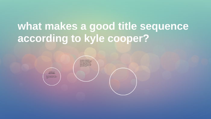 what makes a good title sequence according to kyle cooper? by Albert ...