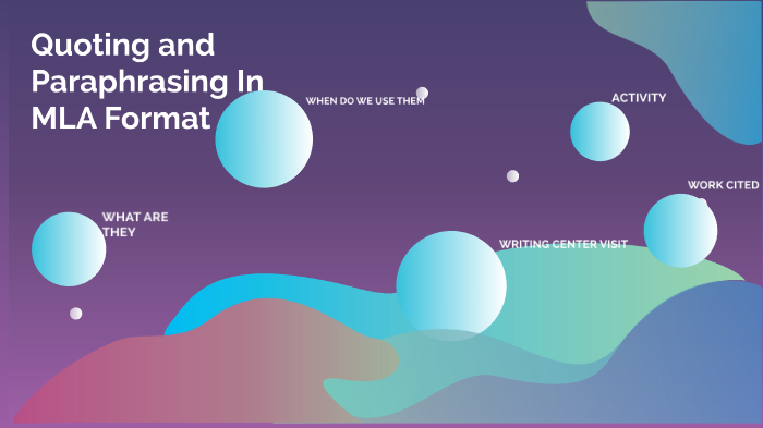Quoting and Paraphrasing In MLA Format by finn parker on Prezi