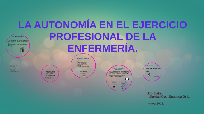 LA AUTONOMÍA EN EL EJERCICIO PROFESIONAL DE LA ENFERMERÍA. by Libertad ...