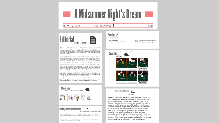 A midsummer nights dream Newspaper by abby beck on Prezi