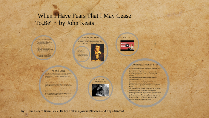 John Keats: When I Have Fears That I May Cease To Be by Kirin Friele on ...