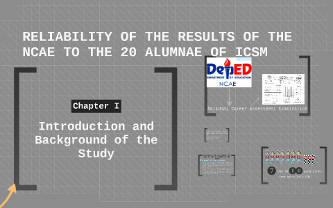 RELIABILITY OF THE RESULTS OF THE NCAE TO THE 20 ALUMNAE OF by ...