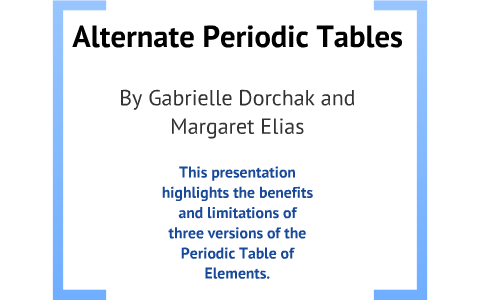 Alternate Periodic Tables by Gabrielle Dorchak