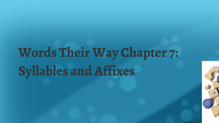Words Their Way Chapter 7: Syllables and Affixes by danielle shrock on ...