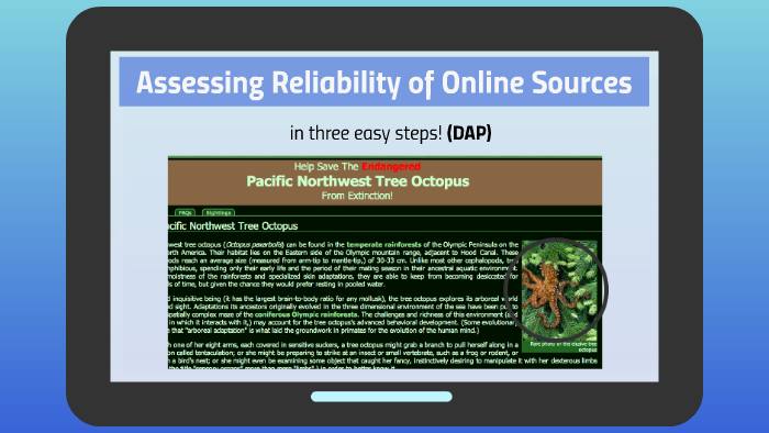 Assessing Reliability of Online Sources by on Prezi