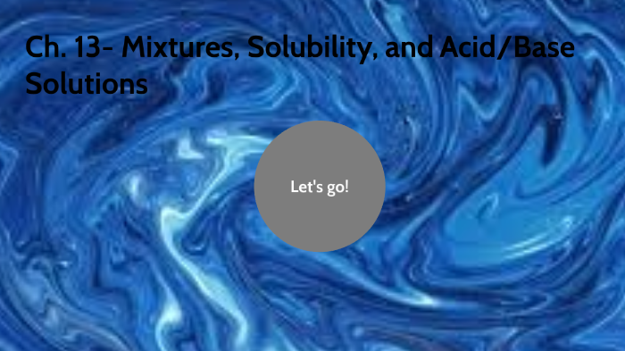 Chapter 13- Mixtures, Solubility, and Acid/ Base Solutions by Jonathan ...