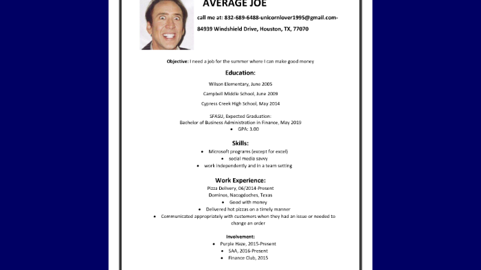 Fake Resume by tanya moreno on Prezi